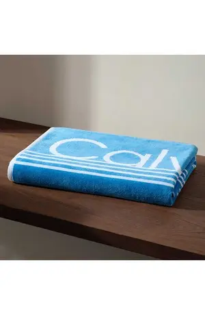 Calvin Klein Logo Pinstripe 2-piece Beach Towel Set