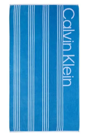 Calvin Klein Logo Pinstripe 2-piece Beach Towel Set