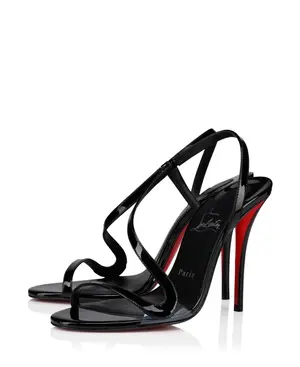 CHRISTIAN LOUBOUTIN Rosa Z Patent Calf Leather Stiletto Sandals - Black