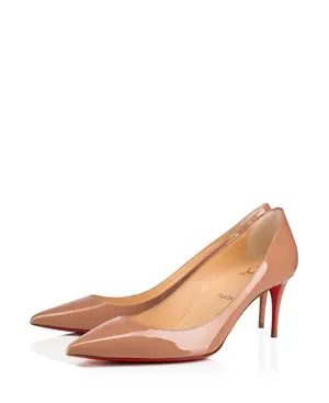 CHRISTIAN LOUBOUTIN Kate 70mm Patent Calf Leather Pointed Toe Stiletto Pumps - Beige