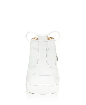 CHRISTIAN LOUBOUTIN Louis High Top Calfskin Leather Sneakers - White