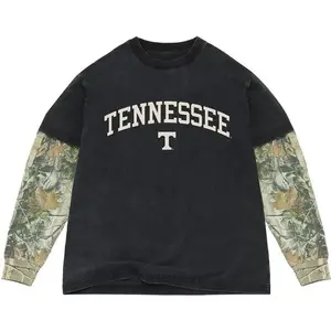 USCAPE APPAREL Camo Tennessee Volunteers Back Bay Twofer Heavyweight Long Sleeve T-shirt - Black
