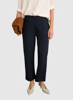 BAUKJEN Ebru Ponte Straight Leg Crop Trousers Classic Navy