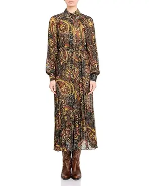 Etro Paisley Print Silk Blend Midi Shirtdress - Printed/black