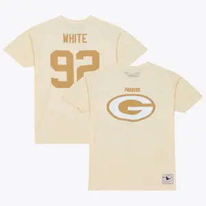 Mitchell & Ness Reggie White Green Bay Packers Sandman Name & Number T-shirt - Cream