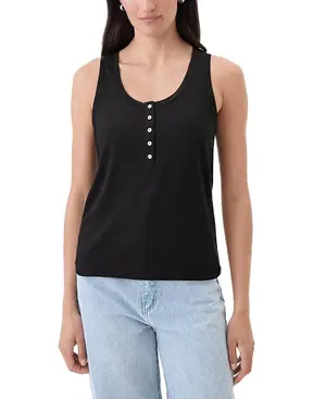 Goldie LeWinter Signature Slub Henley Tank - Black