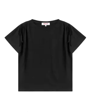 Goldie LeWinter Drawstring Detail Short Sleeve Tee - Black