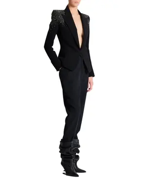 Balmain Amethyst" Embroidered Crepe Blazer