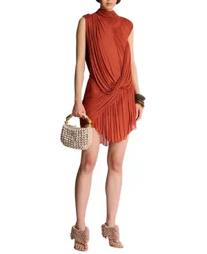 Balmain Draped Flowing Jersey Dress - Red