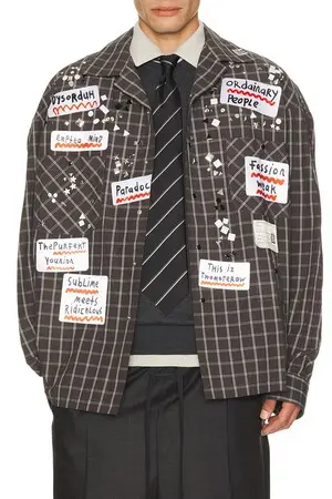 Mihara Yasuhiro Longsleeve Check Shirt With Sticker - Black