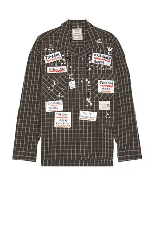 Mihara Yasuhiro Longsleeve Check Shirt With Sticker