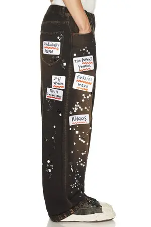 Mihara Yasuhiro Denim Jeans With Sticker