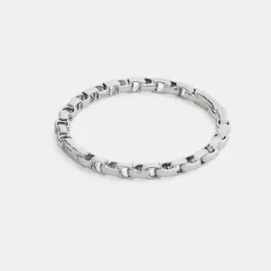 COACH Signature Chain Hinged Bangle Bracelet - Silver