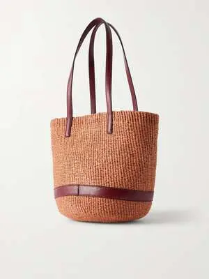 Chloé Leather-trimmed Raffia Tote Bag