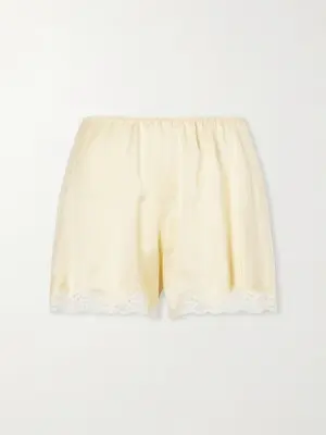 Chloé Lace-trimmed Silk-satin Shorts - Yellow