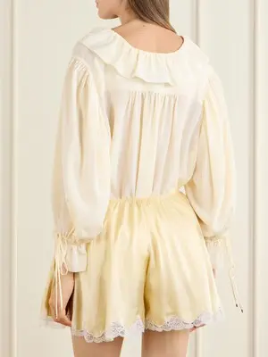 Chloé Lace-trimmed Silk-satin Shorts