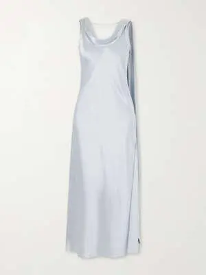 Acne Studios Scarf-detailed Draped Silk-satin Midi Dress - Blue