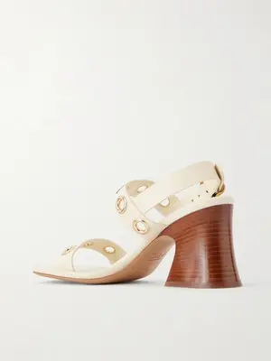 Chloé Embellished Leather Block Heel Sandals
