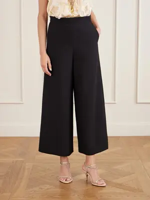 Chloé Wide-leg Wool Crepe Cropped Ankle Pants