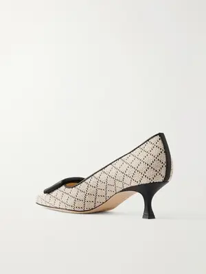 Manolo Blahnik Maysale 50 Buckled Raffia Pumps - Neutrals