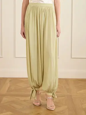 Chloé Satin Tapered Pants With Ties - Green