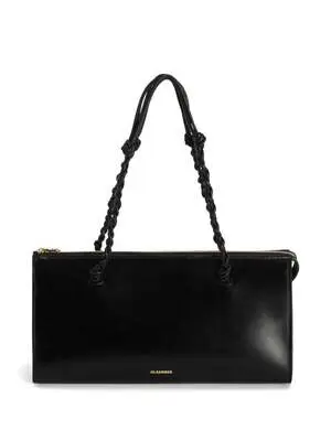 JIL SANDER Leather Shoulder Bag With Knotted Handles - Black