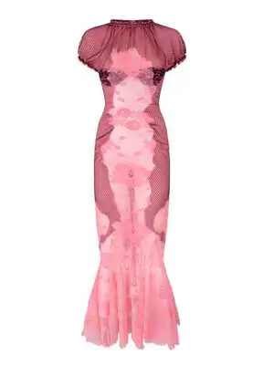 Attico Lace And Mesh Midi Dress - Multicolor