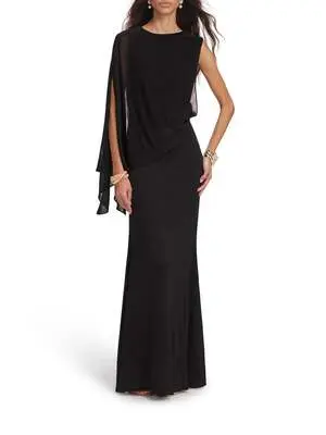 SELF-PORTRAIT Long One-shoulder Knit Dress