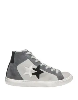 2STAR High-top Leather And Suede Sneakers With Star Detail