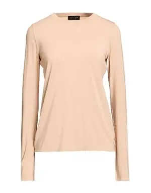 ROBERTO COLLINA Long Sleeve Crewneck T-shirt In Sand Modal Blend
