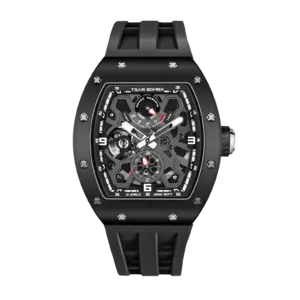 TSAR BOMBA Tsarbomba Ceramic Tonneau Watch Titanium Silver