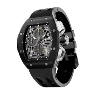TSAR BOMBA Carbon Fiber Chronograph Watch With Sapphire Crystal - Black