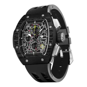 TSAR BOMBA Atomic Zirconia Bezel Tonneau Watch - Black