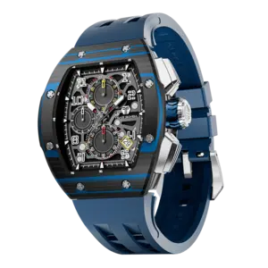 TSAR BOMBA Tsarbomba Atomic Zirconia Bezel Tonneau Watch Blue