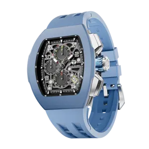 TSAR BOMBA Carbon Fiber Chronograph Watch With Sapphire Crystal - Light Blue