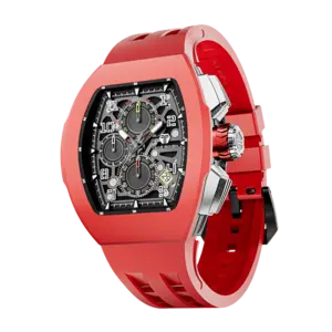 TSAR BOMBA Carbon Fiber Chronograph Watch With Sapphire Crystal - Red
