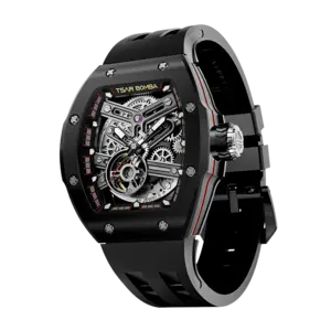 TSAR BOMBA Automatic Mechanical Tonneau Watch - Black