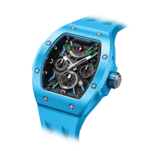 TSAR BOMBA Ceramic Automatic Chronograph Watch With Skeleton Dial - Blue