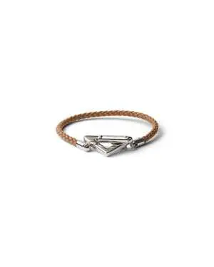 Prada Braided Nappa Leather Bracelet With Engraved Logo - Natural