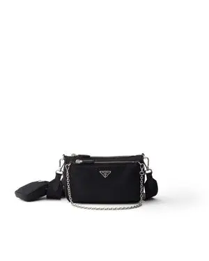 Prada Re-nylon And Saffiano Leather Mini Shoulder Bag - Black