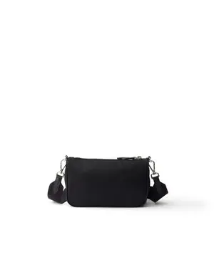 Prada Re-nylon And Saffiano Leather Mini Shoulder Bag - Black