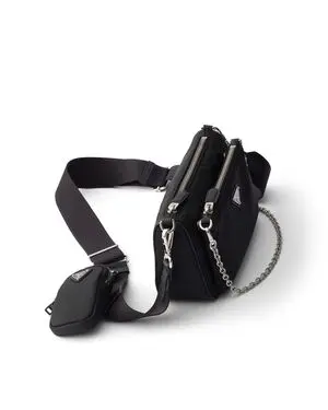 Prada Re-nylon And Saffiano Leather Mini Shoulder Bag - Black