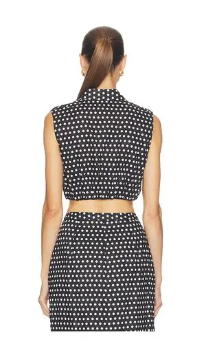 FRAME Polka Dot Cropped Shirt - Black