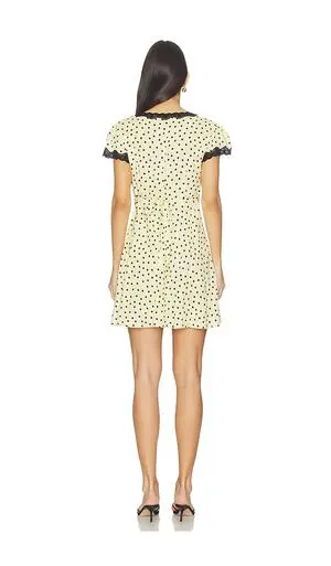 Rixo Cely Dress With Polka Dot Print And Lace Trim