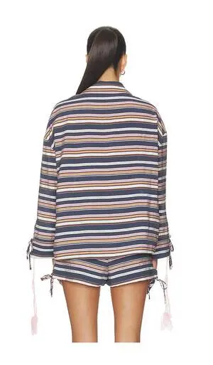 MILKWHITE Striped Shirt With Tie Detail