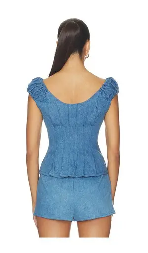 LOVERS AND FRIENDS Denim Peplum Top