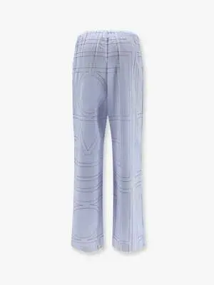 TOTEME Monogram Embroidered Cotton Wide Leg Pajama Pants
