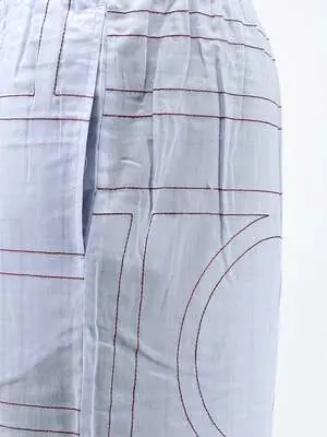 TOTEME Monogram Embroidered Cotton Wide Leg Pajama Pants