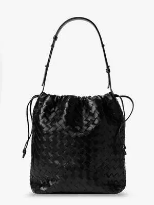 Bottega Veneta Bucket Intrecciato Leather Shoulder Bag - Black
