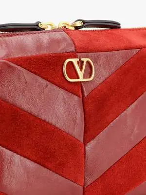 Valentino Garavani Panthea Suede And Leather Shoulder Bag - Red